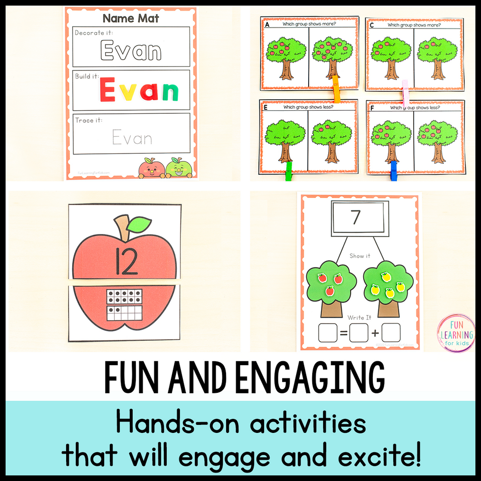 Apple Theme Math and Literacy Centers for Pre-K and Kindergarten – Fun ...