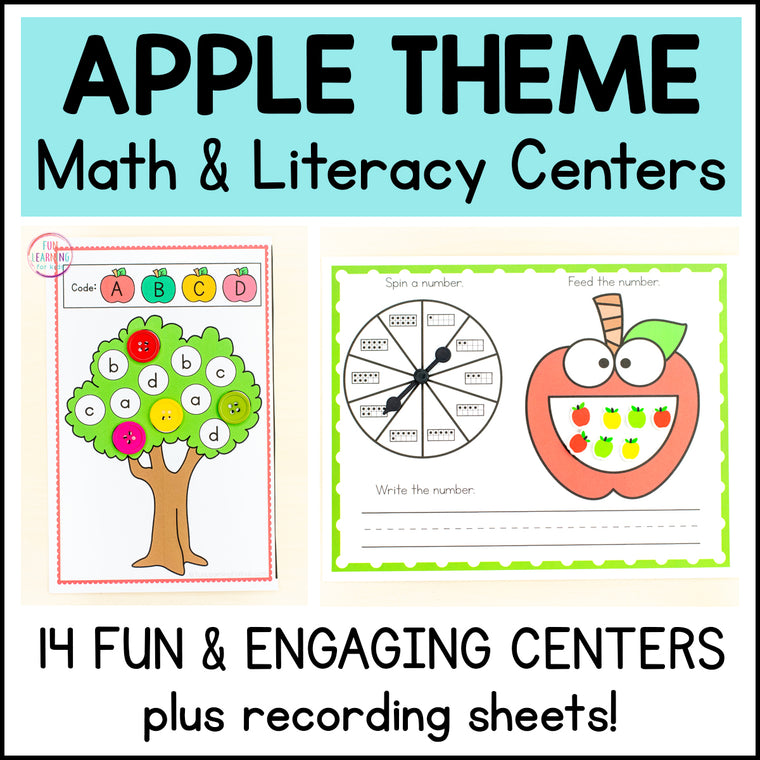 Apple Theme Math and Literacy Centers for Pre-K and Kindergarten – Fun ...