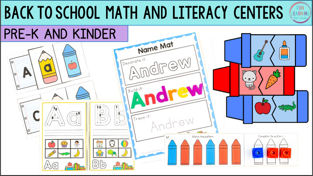 Back to School Theme Math and Literacy Centers for Pre-K and Kindergar ...