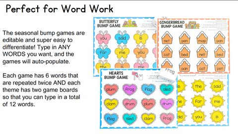 Editable Word Work - Seasonal Bump Games – Fun Learning for Kids® Shop