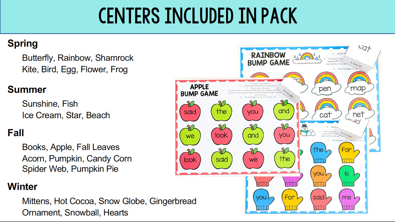 Editable Word Work - Seasonal Bump Games – Fun Learning for Kids® Shop