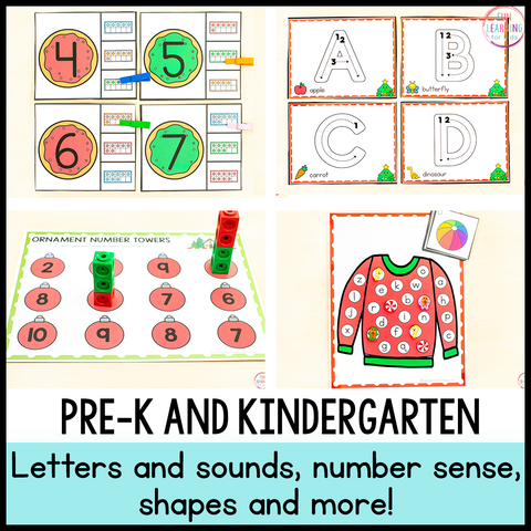 Christmas Math and Literacy Centers for Preschool, Pre-K & Kindergarte ...