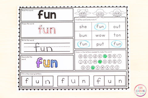 Sight Word Worksheets - Editable Word Work – Fun Learning for Kids® Shop