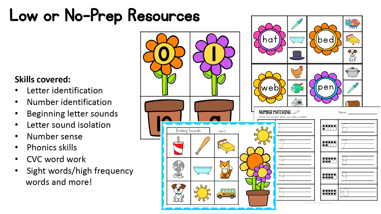 Flower Theme Spring Math and Literacy Centers for Pre-K and Kindergart ...