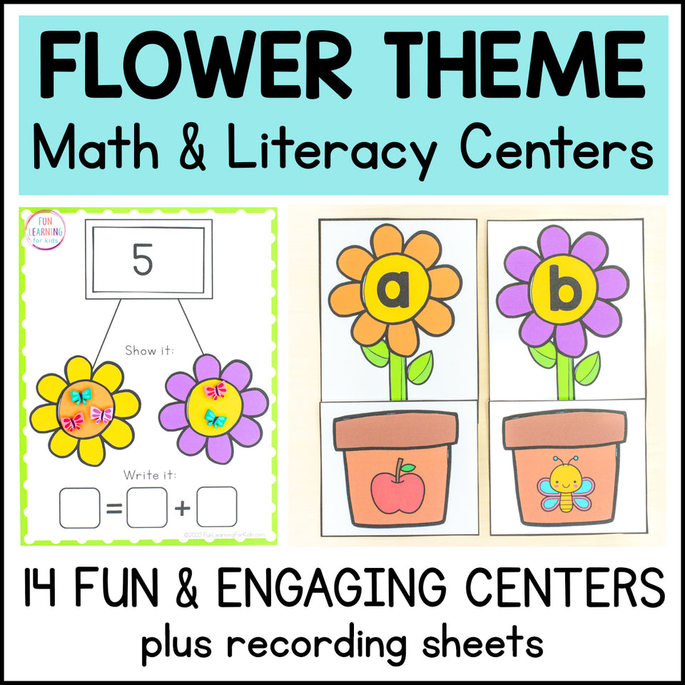 Flower Theme Spring Math and Literacy Centers for Pre-K and Kindergart ...