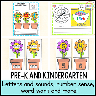Flower Theme Spring Math and Literacy Centers for Pre-K and Kindergart ...