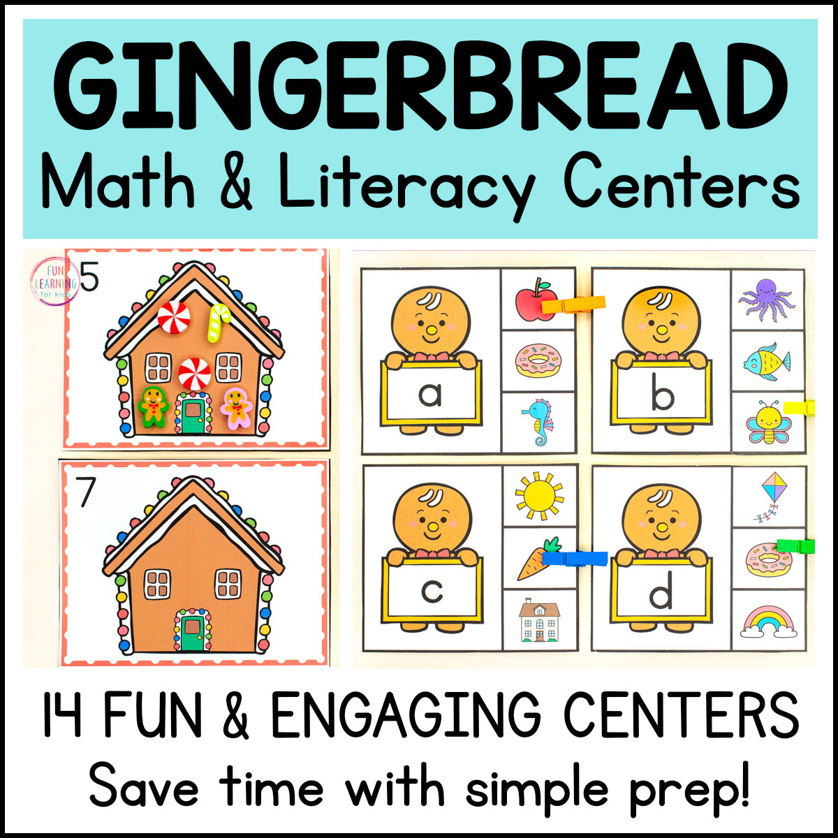 Gingerbread Math and Literacy Centers for Preschool, Pre-K & Kindergar ...