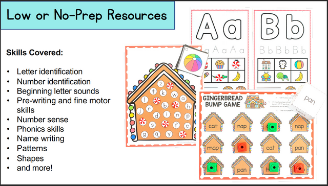 Gingerbread Math and Literacy Centers for Preschool, Pre-K & Kindergar ...