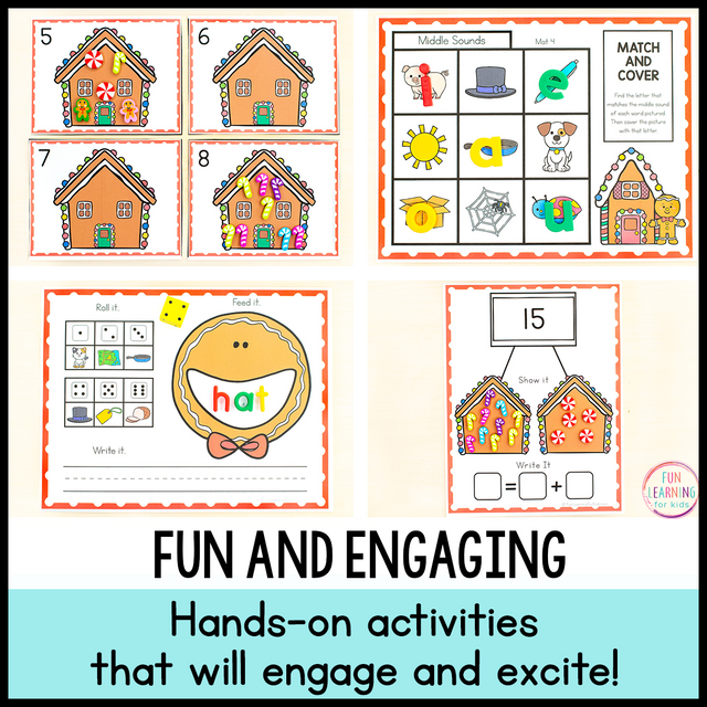 Gingerbread Math and Literacy Centers for Preschool, Pre-K & Kindergar ...