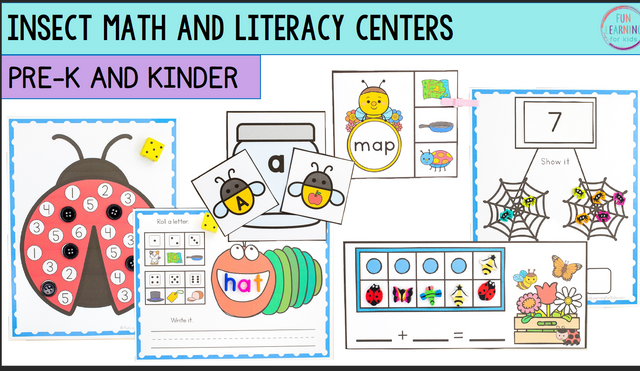 Insect Math & Literacy Centers for Preschool, Pre-K & Kindergarten ...