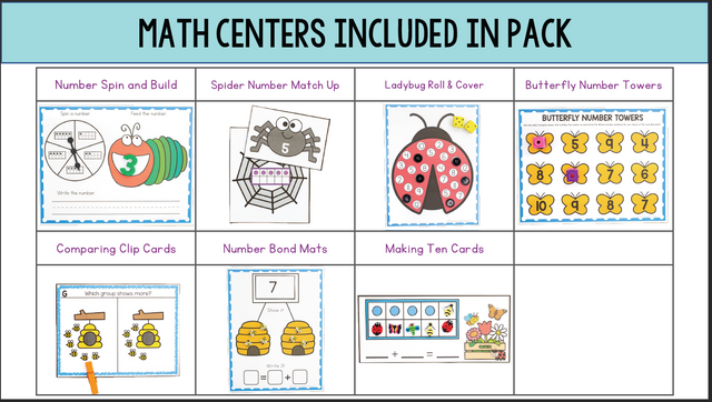 Insect Math & Literacy Centers for Preschool, Pre-K & Kindergarten ...