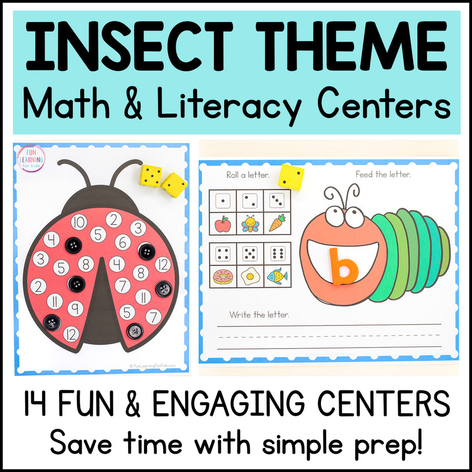 Insect Math & Literacy Centers for Preschool, Pre-K & Kindergarten ...