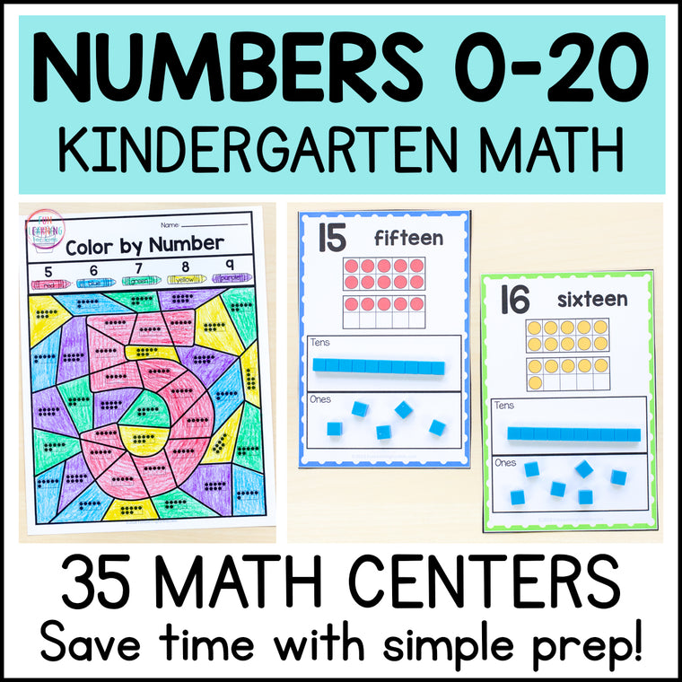 Numbers 0-20 Math Centers for Kindergarten - Number Activities and Gam ...