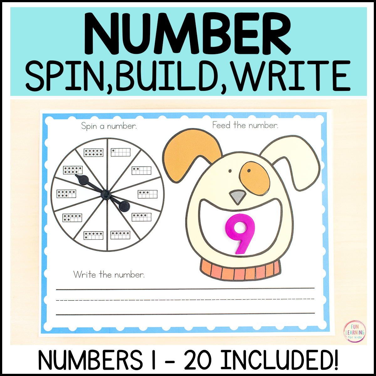 Number Identification and Counting Spin, Build and Write Mats for Math ...