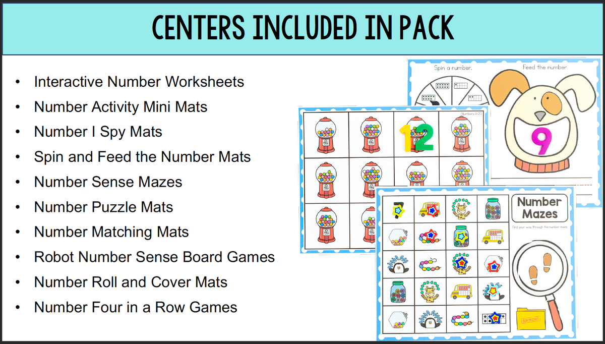 Number Mats and Number Worksheets - NO PREP Number Sense Activities ...