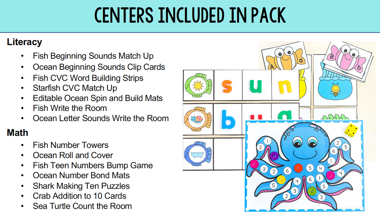 Ocean Math and Literacy Centers – Fun Learning for Kids® Shop