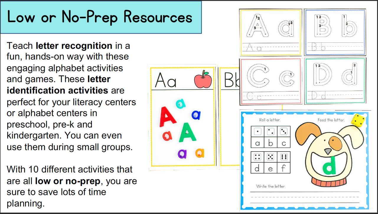 Alphabet Letter Recognition and Letter Identification Centers – Fun ...