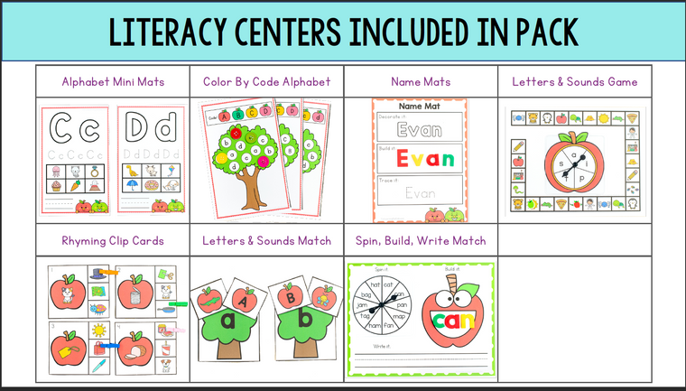 Apple Theme Math and Literacy Centers for Pre-K and Kindergarten – Fun ...