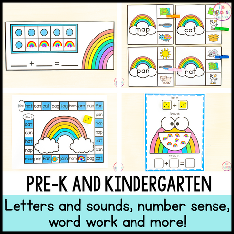 Rainbow Theme Math & Literacy Centers for Preschool, Pre-K & Kindergar ...