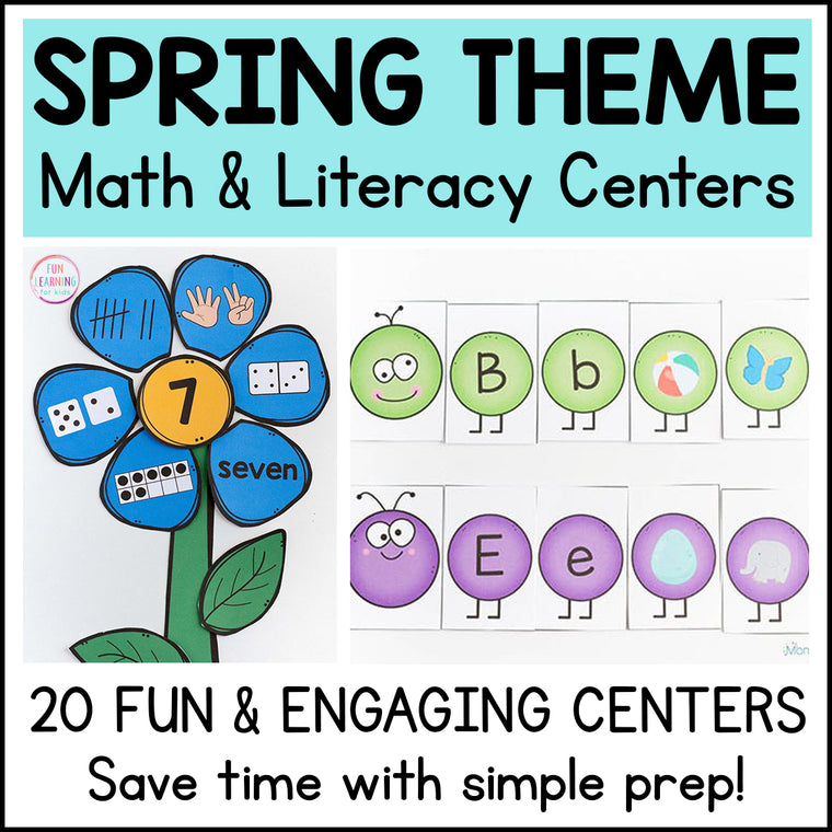 Spring Math and Literacy Centers Bundle for Preschool, Pre-K and Kinde ...