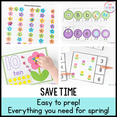 Spring Math and Literacy Centers Bundle for Preschool, Pre-K and Kinde ...