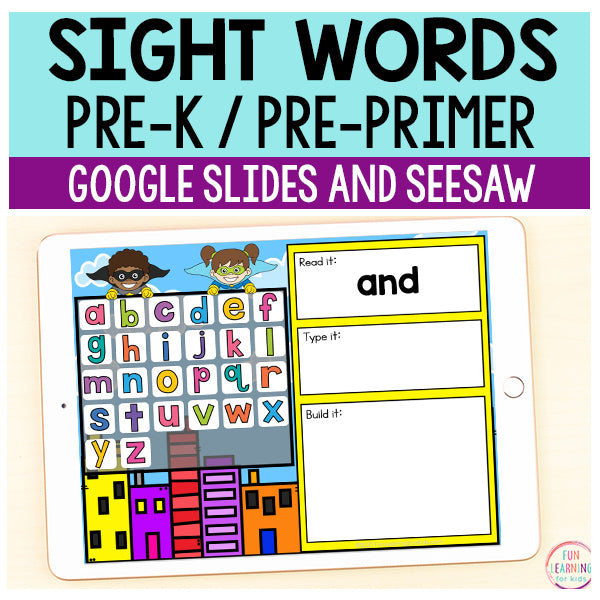 Superhero Sight Words Pre-Primer / Pre-K - Google Slides & Seesaw – Fun ...