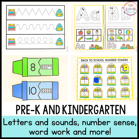 Back to School Theme Math and Literacy Centers for Pre-K and Kindergar ...