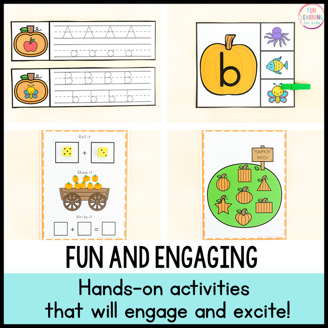 Pumpkin Theme Fall Math and Literacy Centers for Preschool, Pre-K & Ki ...