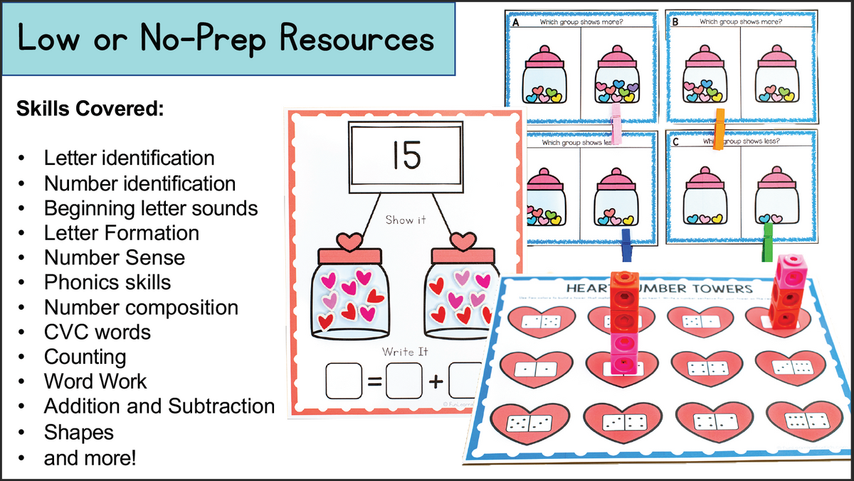Valentine's Day Math & Literacy Centers for Preschool, Pre-K & Kinderg ...